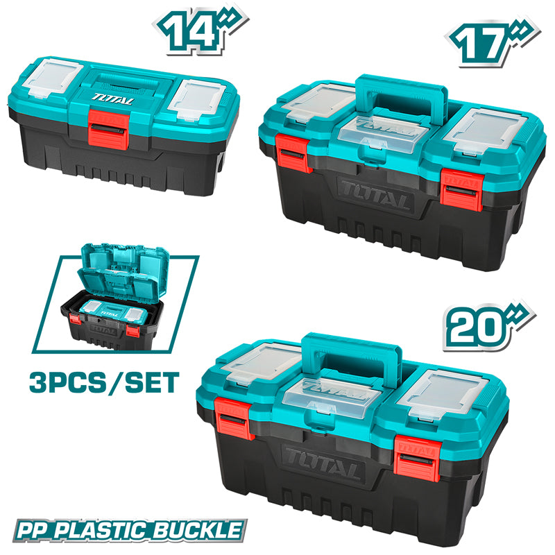 Total 3 Pcs plastic tool boxes set TPBXK0031