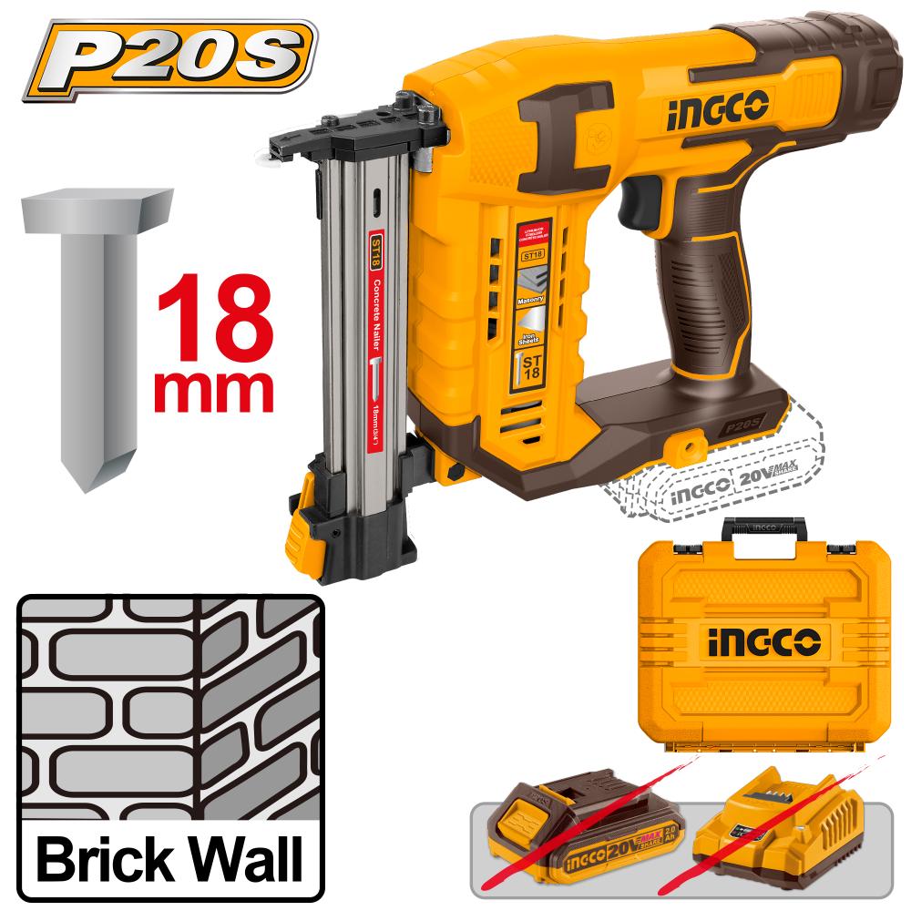 Ingco Cordless brick nailer 20v CSTLI3805