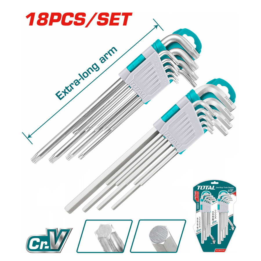 Total 18 Pcs Hex Key And Torx Key Set THT106KT0181