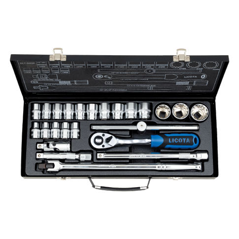 LICOTA MADE IN TAIWAN 24PCS 1/2" DR. 12PT FLANK SOCKET SET, MICRO FINI