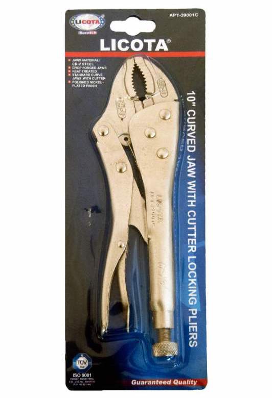 LICOTA MADE IN TAIWAN 10" CURVED JAW LOCKING PLIER WITH WIRE CUTTER CR