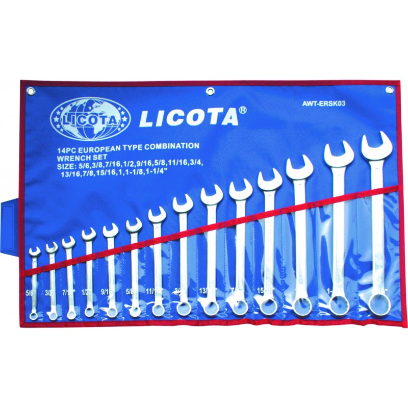 LICOTA MADE IN TAIWAN 14PCS EUROPEAN TYPE COMBINATION SET 5/16" - 1-1/